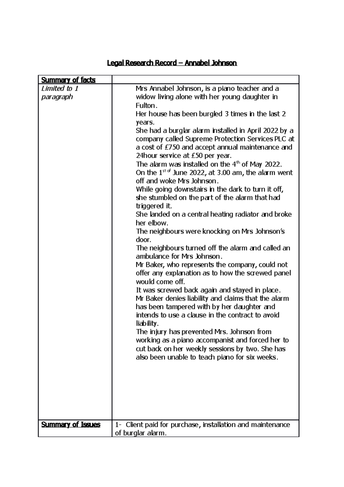 Legal Research Record - LR trail - Legal Research Record – Annabel ...