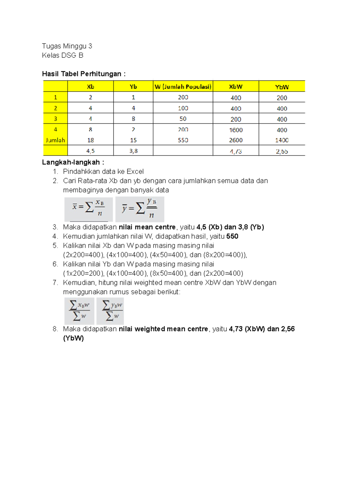 TUGAS DSG B MINGGU 3 mean center dan Weighted mean center - Tugas Minggu 3 Kelas DSG B Hasil ...