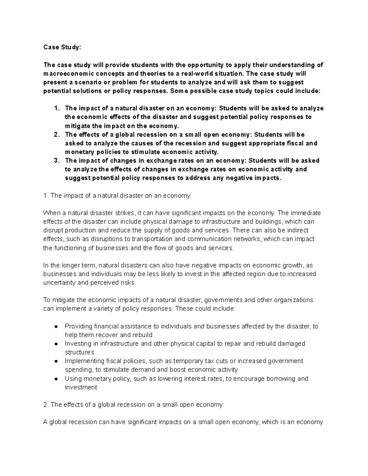 ECON 201A Case study - The impact of a natural disaster on an economy ...
