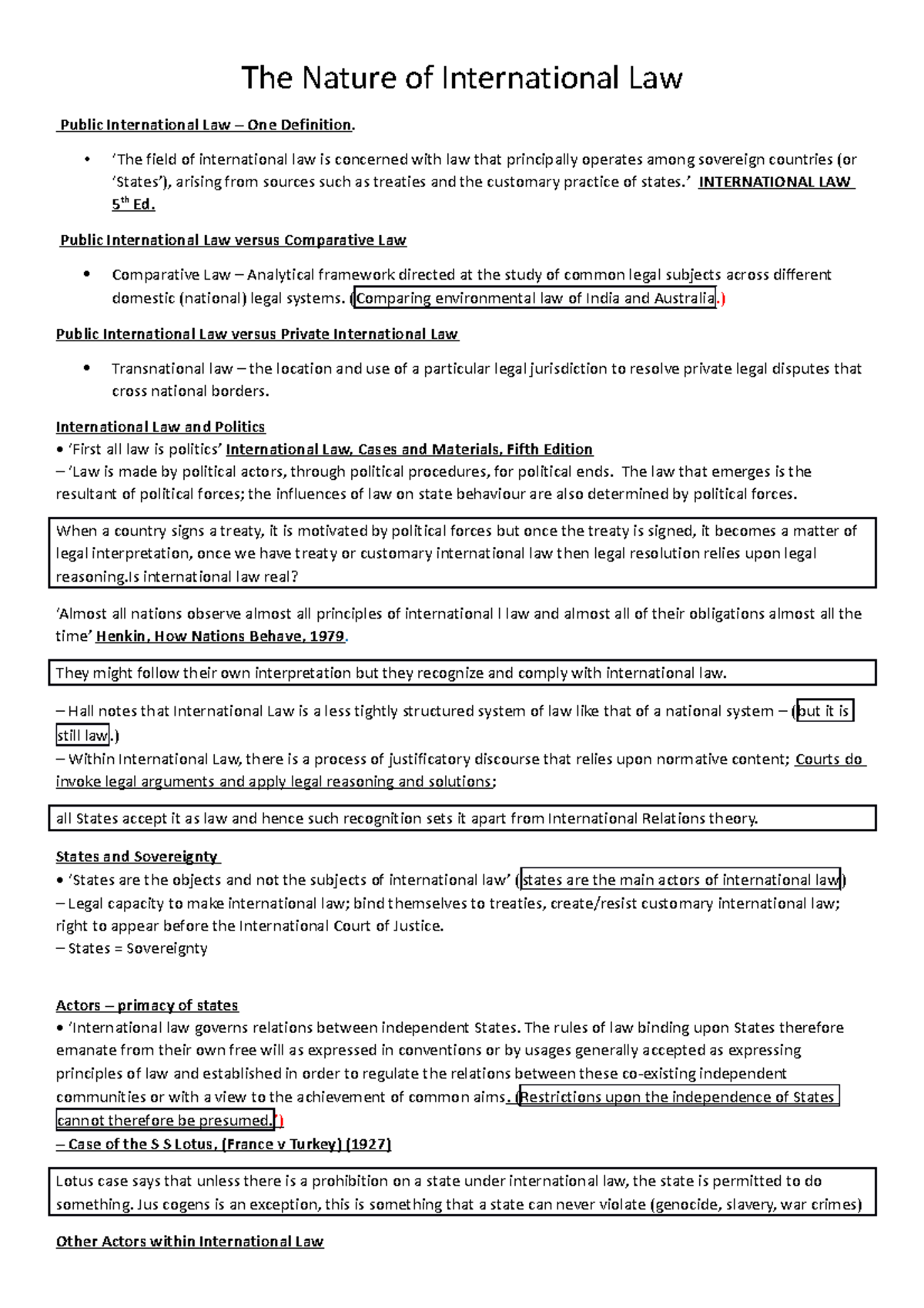 Week 1 Nature of Intrnational Law and Customary International Law - The ...
