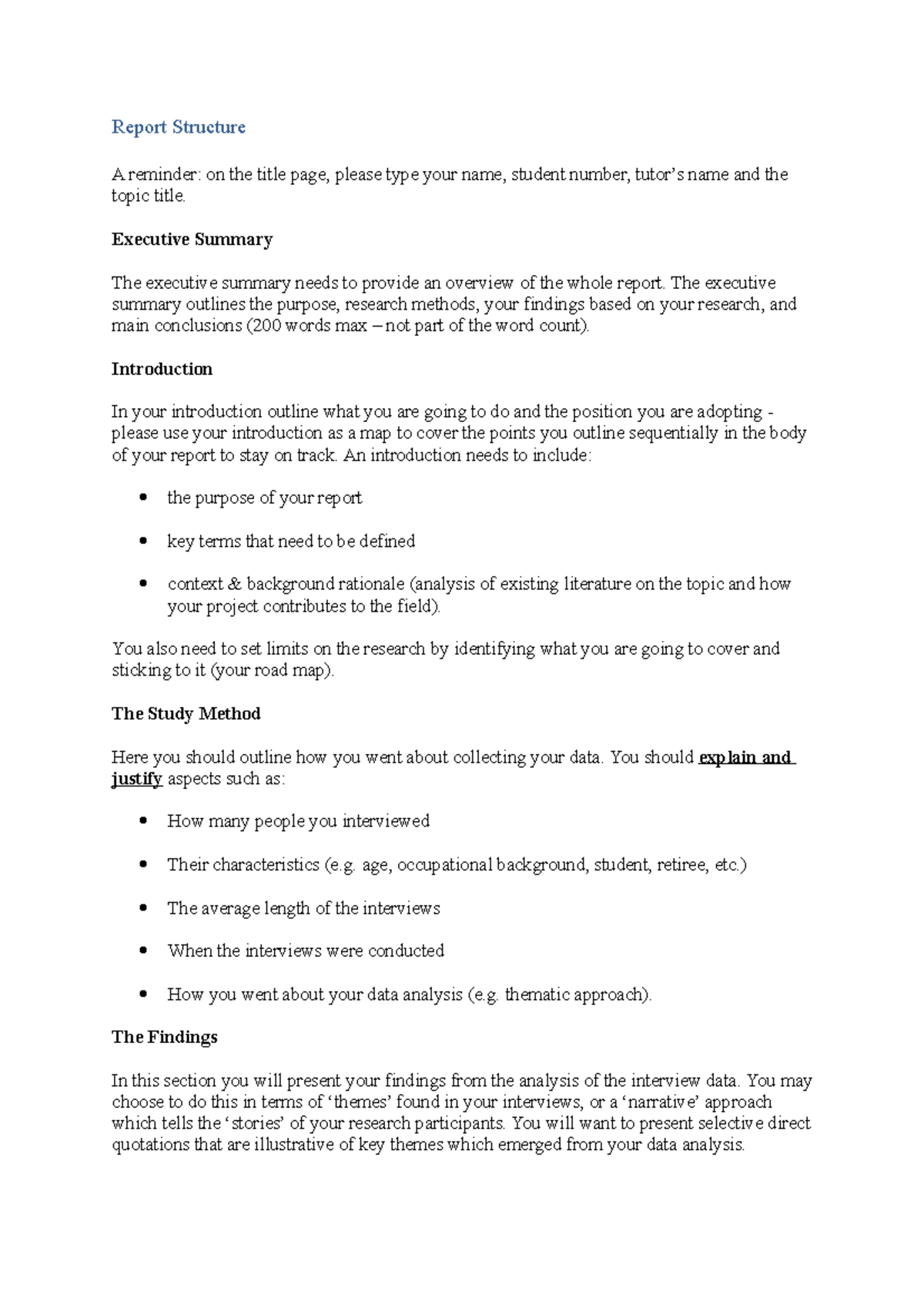 Wi GS Report Structure for Group Assignment - Report Structure A ...