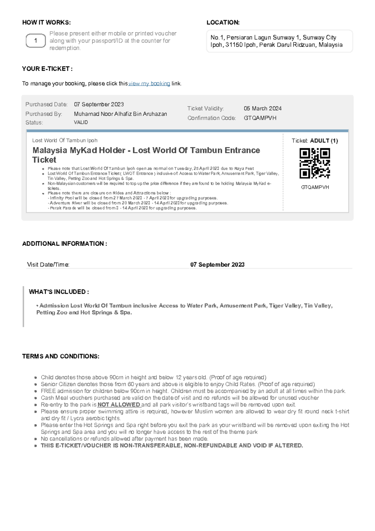 LWOT7Sept2023 - tiket lost world ni - 1 Please present either mobile or ...