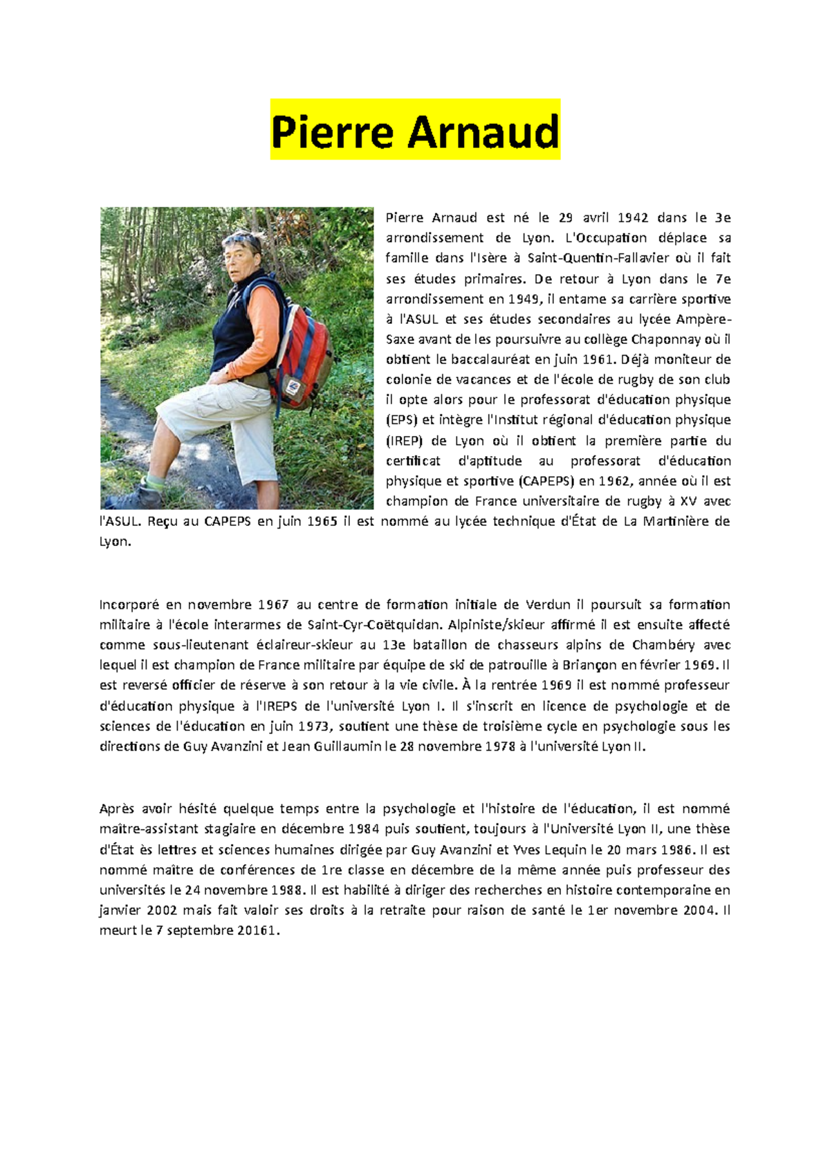 Pierre Arnaud - Biographie - Pierre Arnaud Pierre Arnaud est né le 29 ...