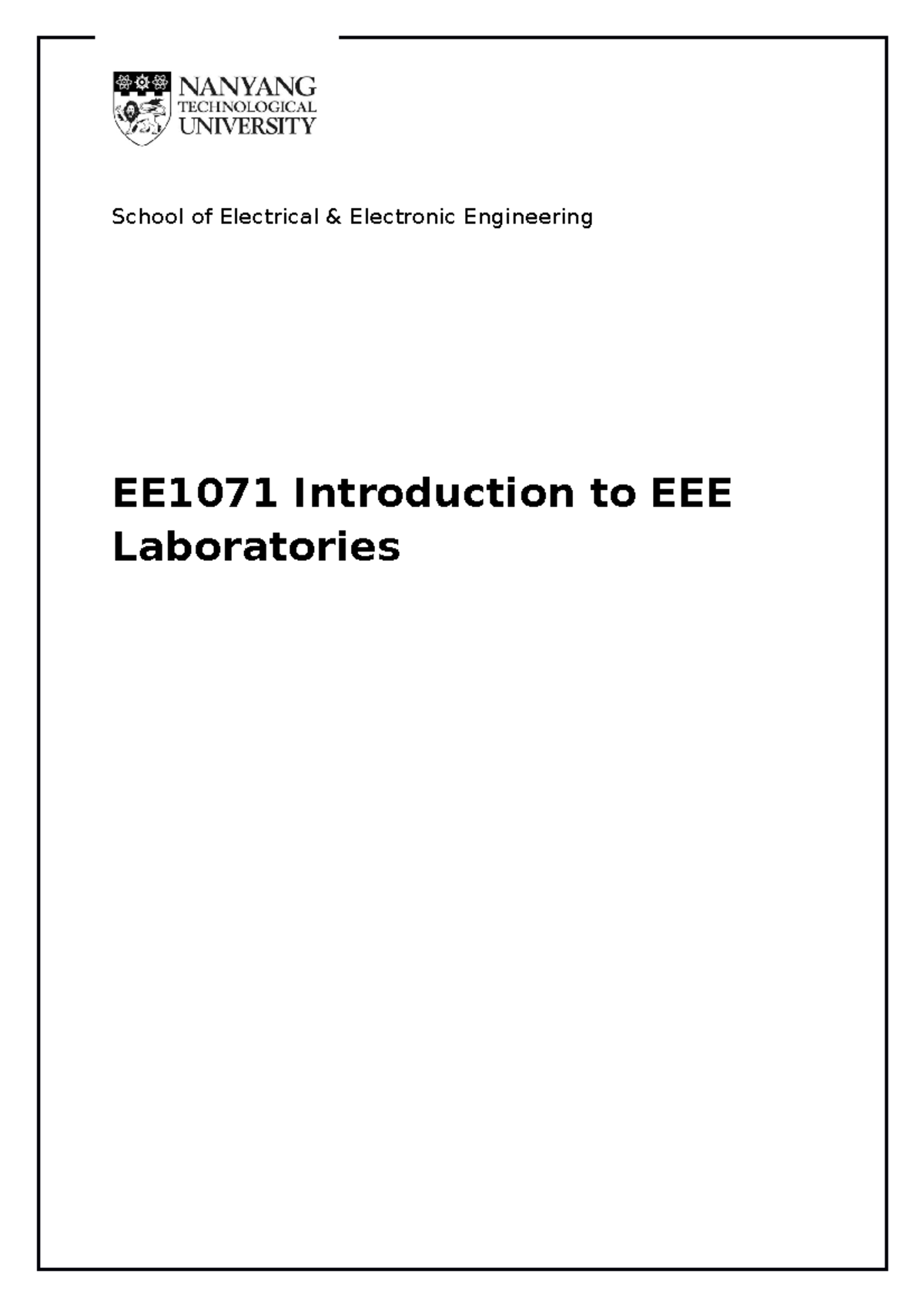 EE1071 - Lab Manual Revised Ver1 - School of Electrical & Electronic Engineering EE1071 - Studocu