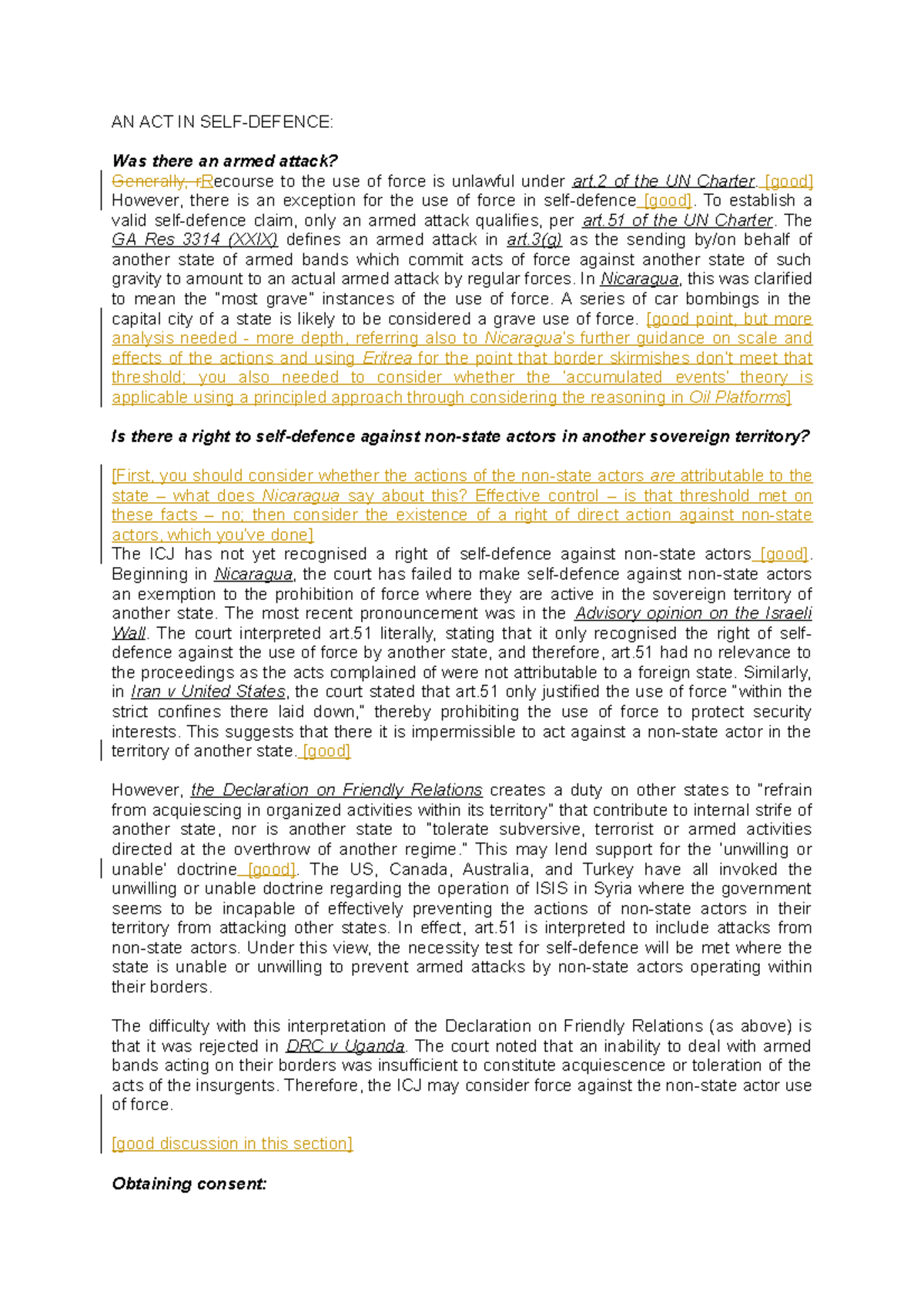 use of force essay - AN ACT IN SELF-DEFENCE: Was there an armed attack ...