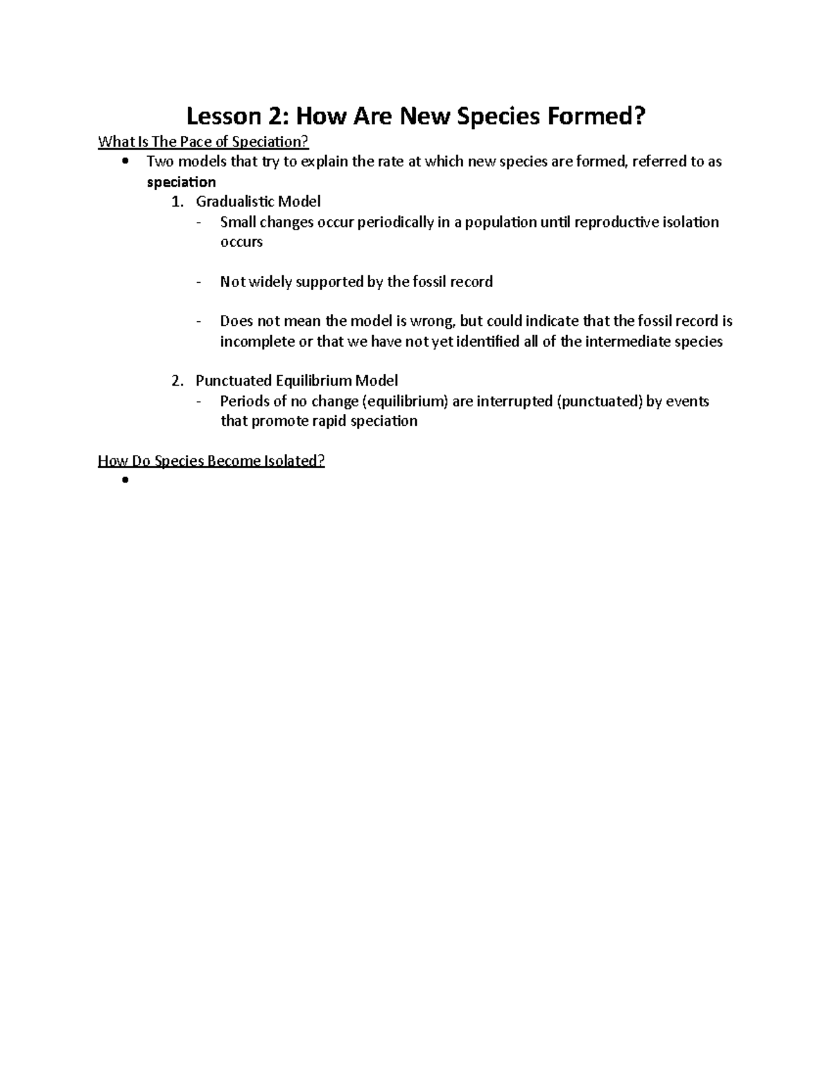 Lesson 2 How Are New Species Formed - Lesson 2: How Are New Species ...