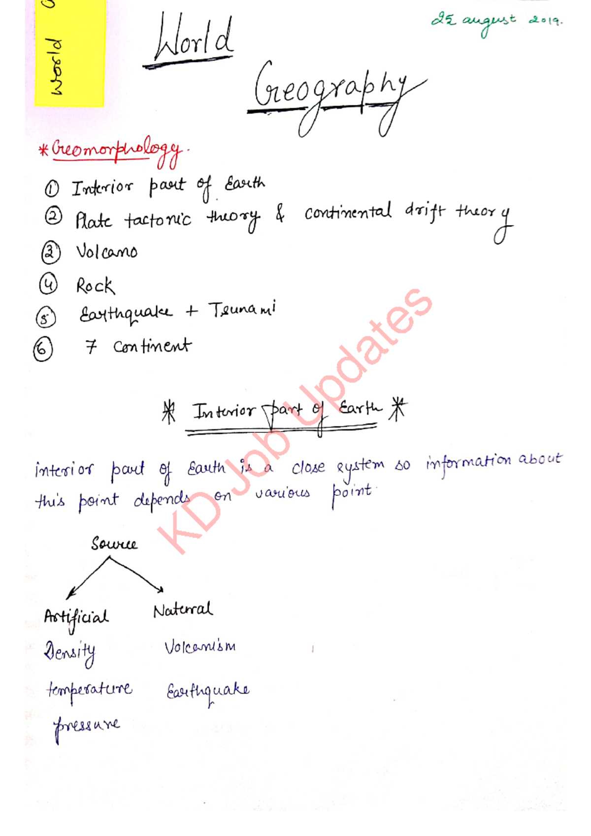 World Geography Handwritten Notes English - Bsc - Studocu