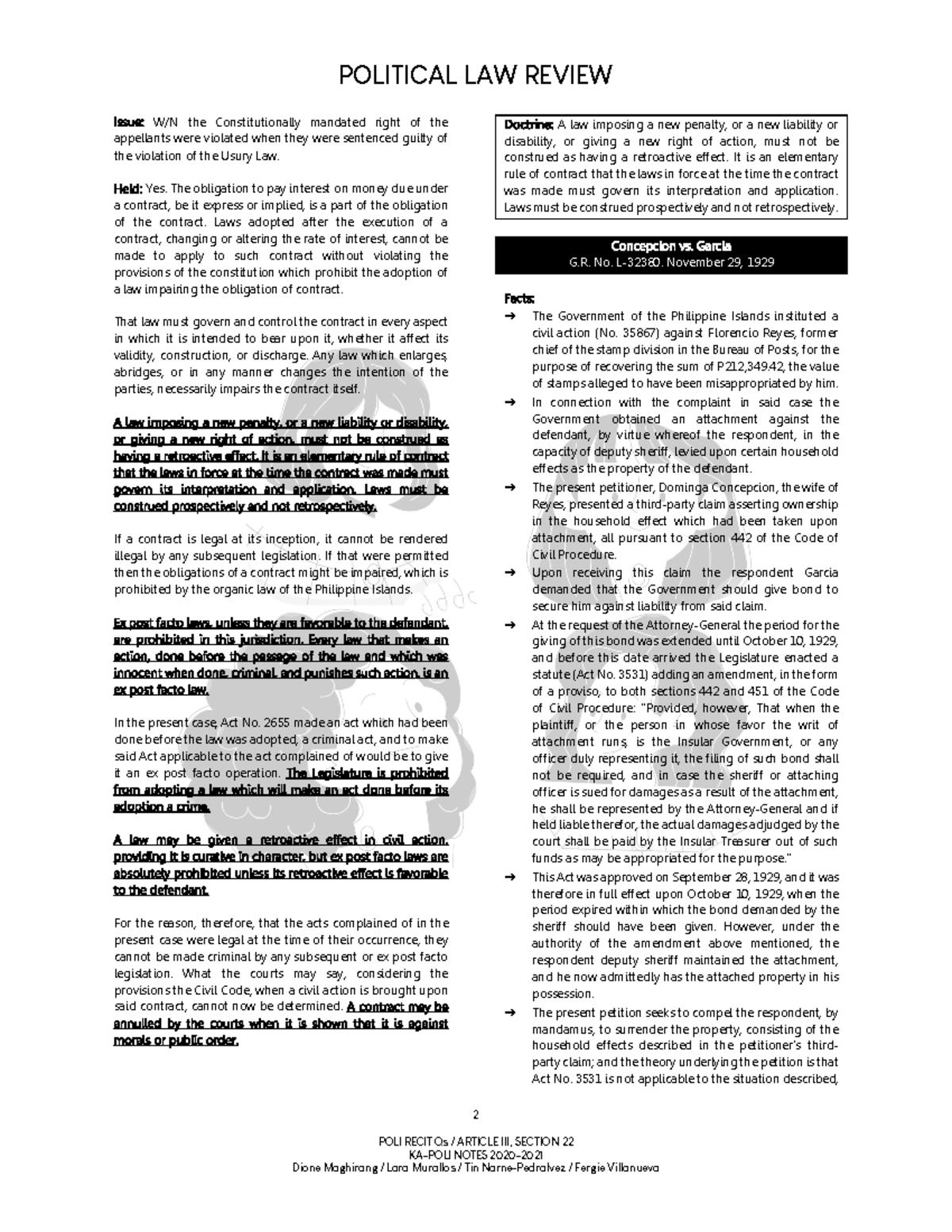 Concepcion vs. Garcia - POLITICAL LAW REVIEW 2 POLI RECIT Qs / ARTICLE III, SECTION 22 KA-POLI ...
