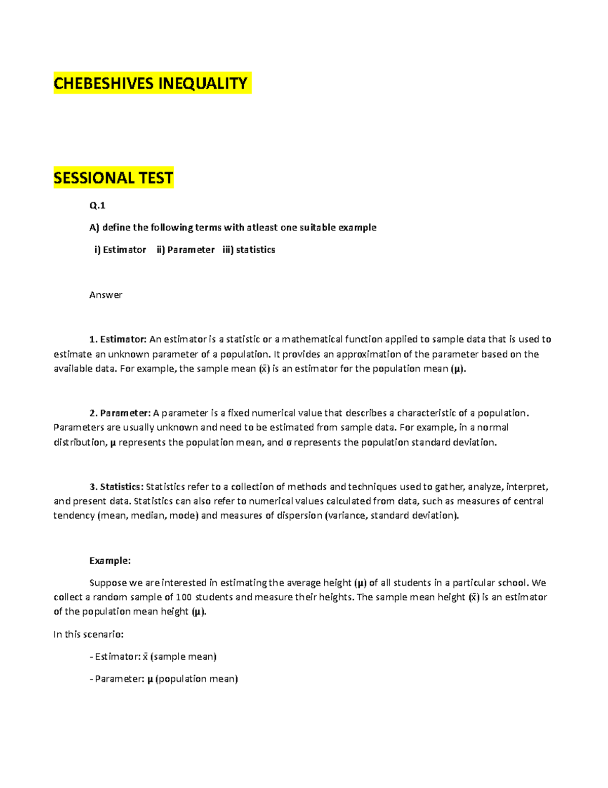 Stats 4TH SEM ( Previous YEAR SOL) Aditya - CHEBESHIVES INEQUALITY ...