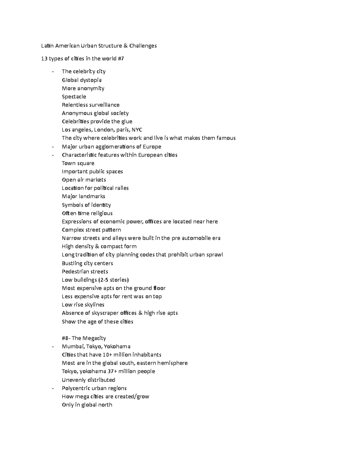 Latin American Urban Structure- Cities 7,8,9 - Latin American Urban ...