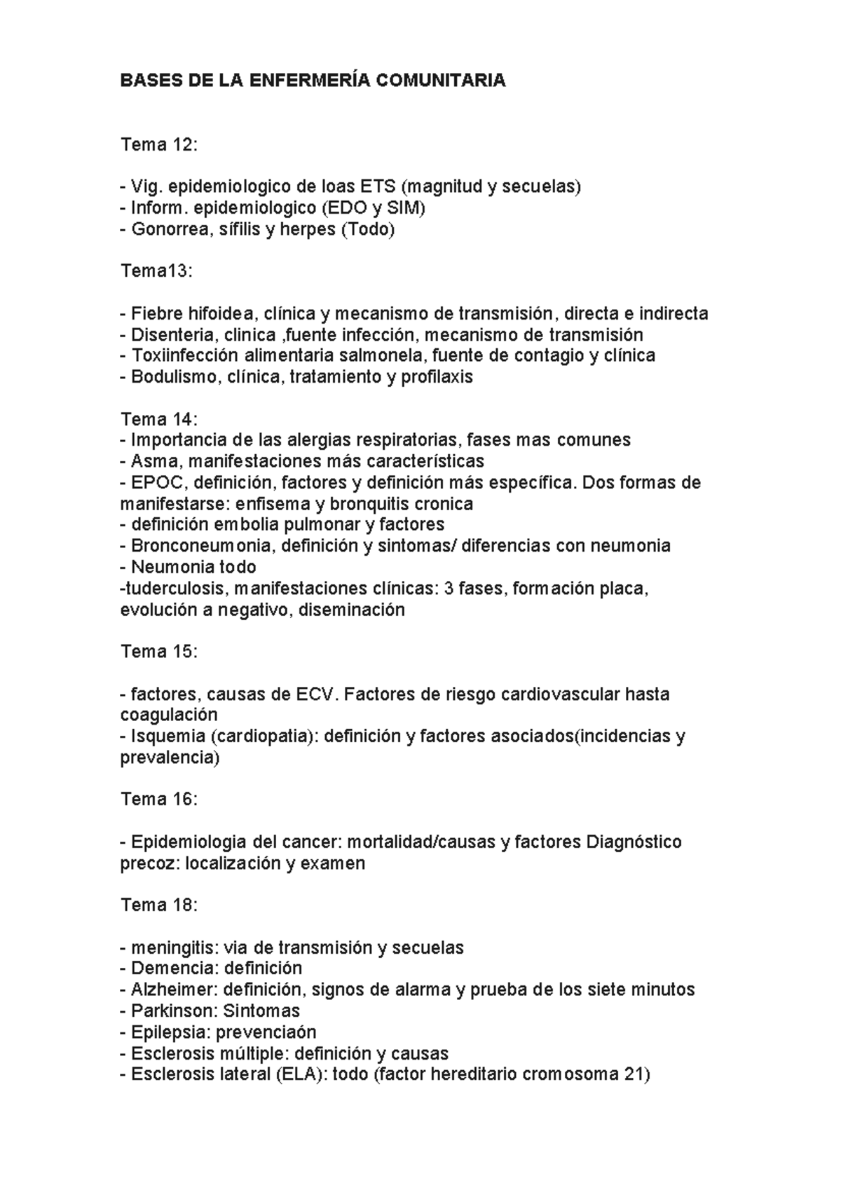 Segundo Parcial Bases Enfermeria Comunitaria - BASES DE LA ENFERMERÍA COMUNITARIA Tema 12: Vig ...