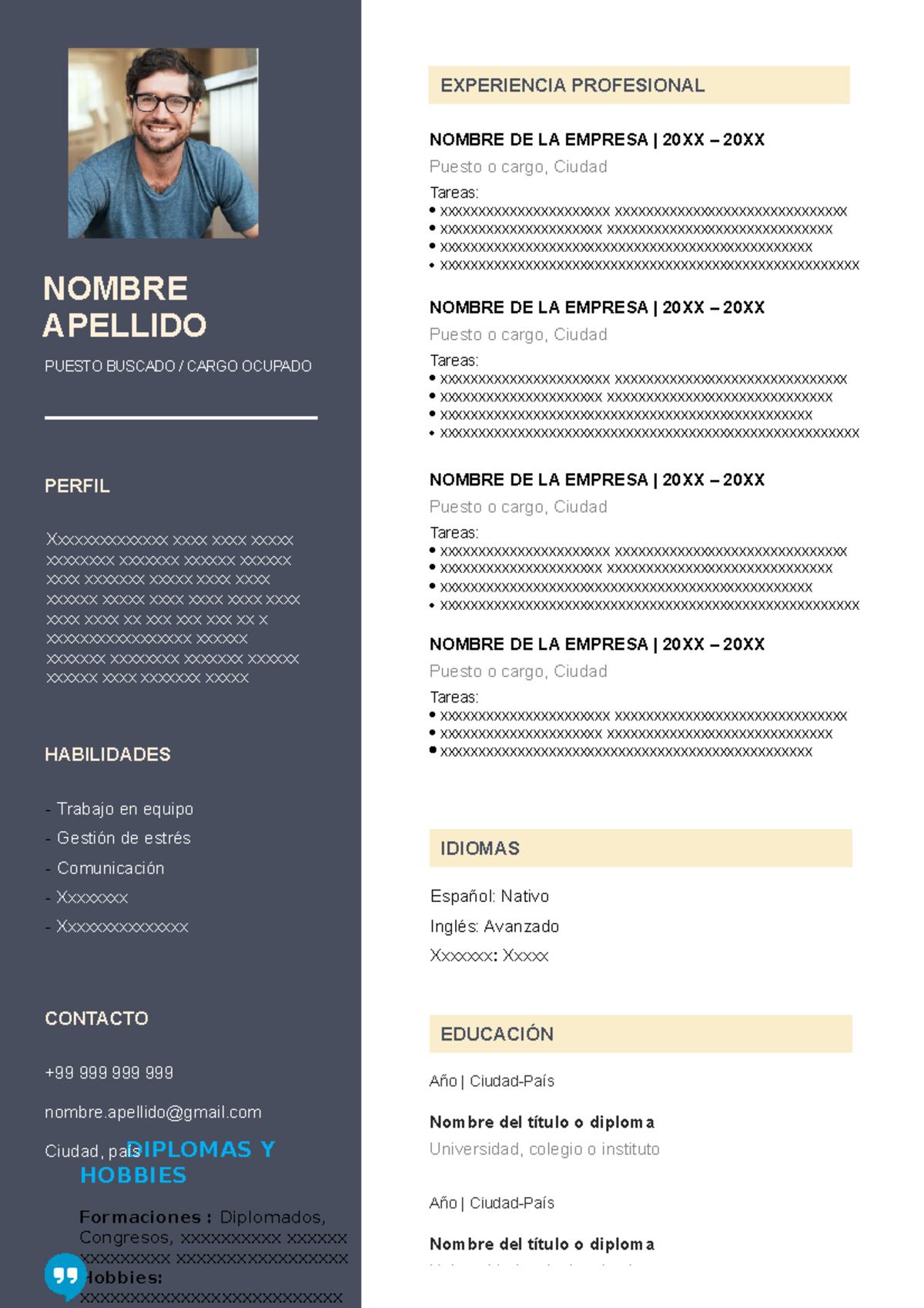 215 curriculum vitae plantilla cv word gratis - NOMBRE DE LA EMPRESA | 20XX – 20XX Puesto o ...
