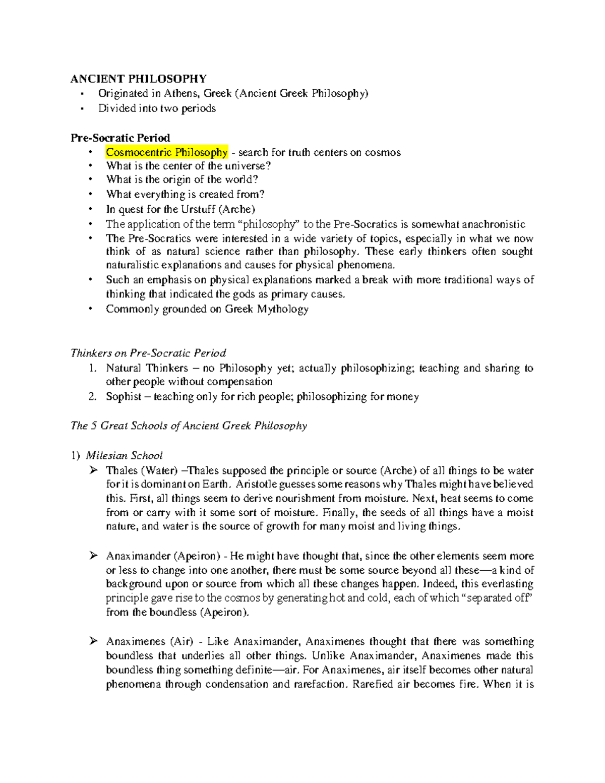 Western Conceptions of Man - ANCIENT PHILOSOPHY Originated in Athens ...