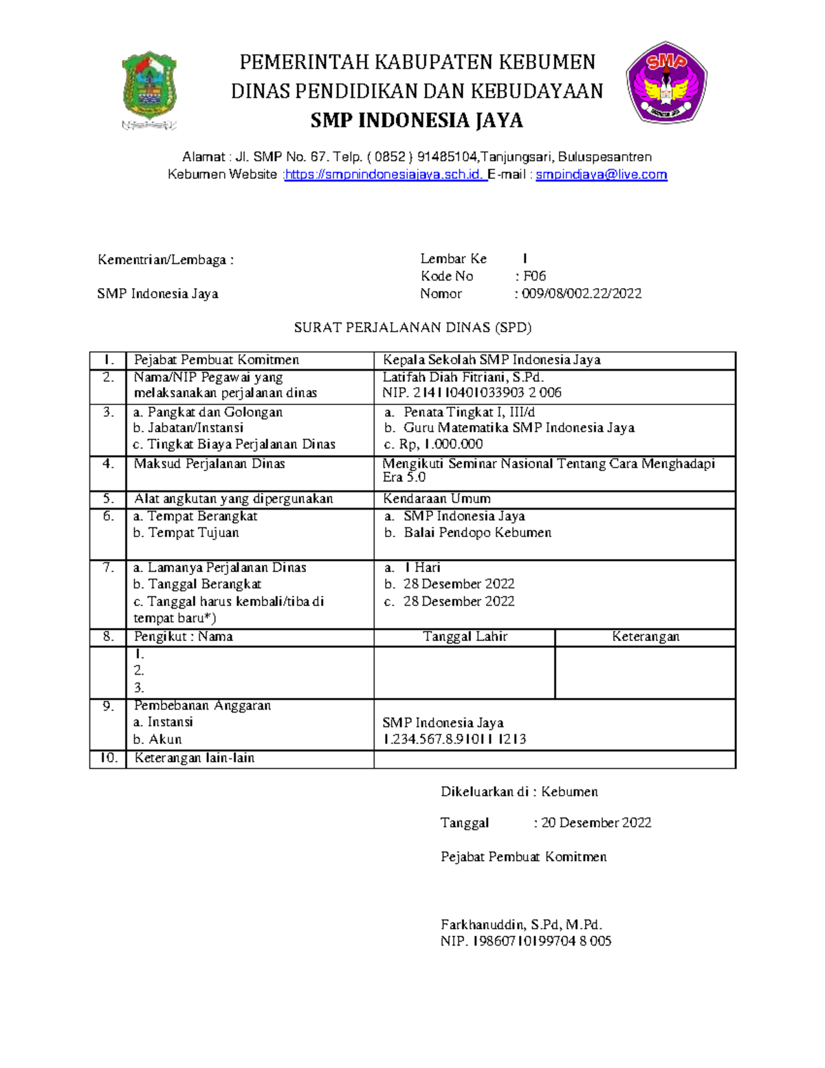 SPD Latifah Diah Fitriani - DINAS PENDIDIKAN DAN KEBUDAYAAN SMP ...