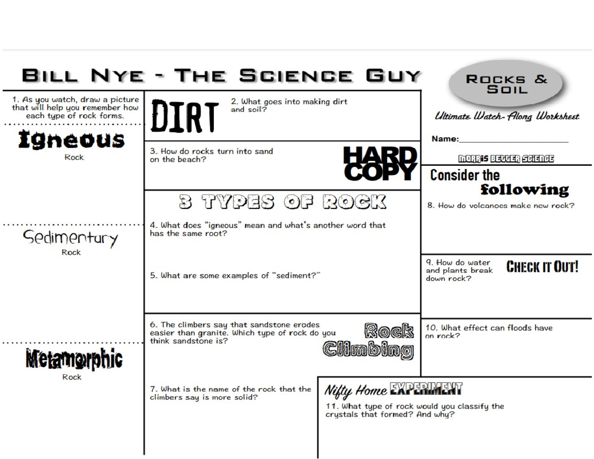 Bill Nye Rocks note page - BILL NYE THE SCIENCE GUY ROCKS SOIL 1. As ...