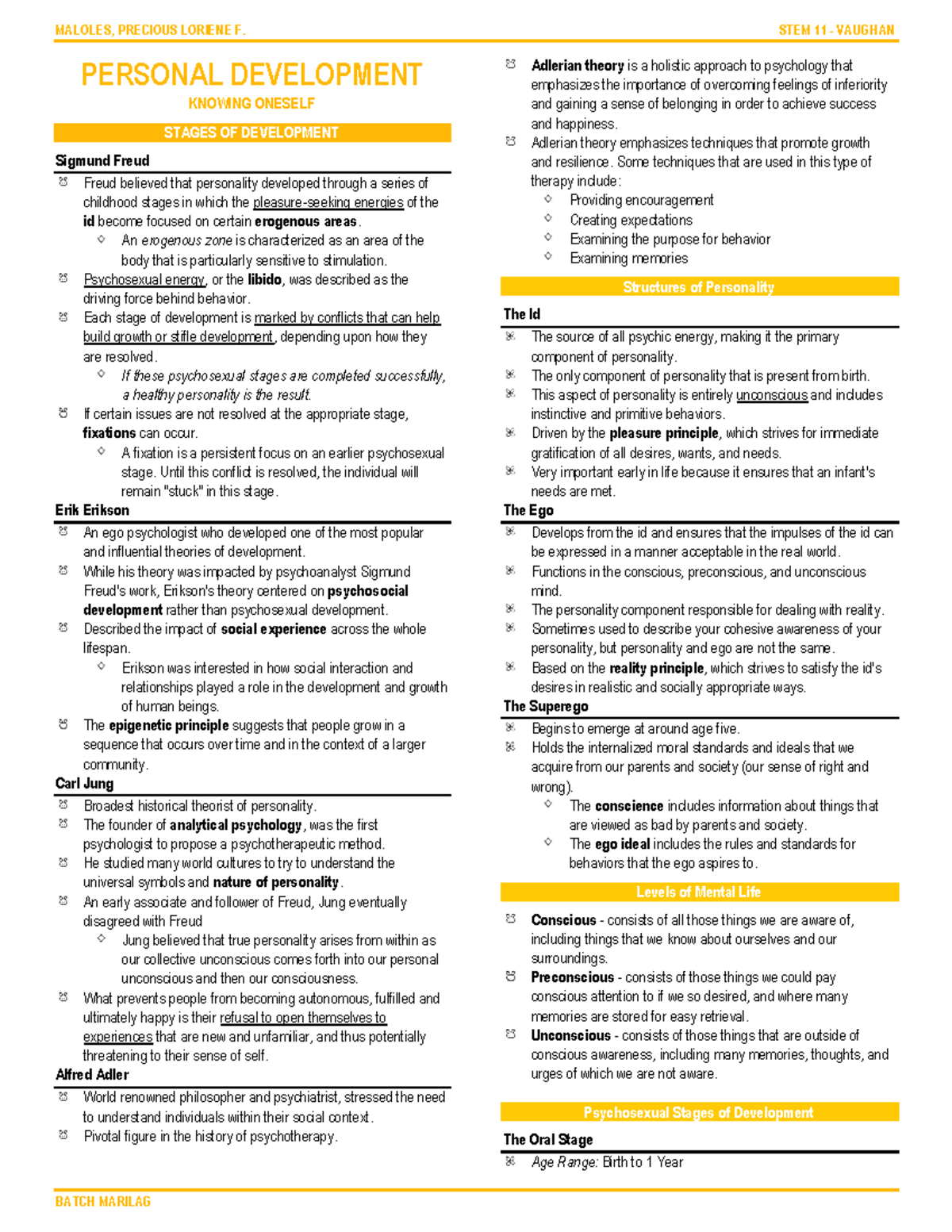 Personal Development - PERSONAL DEVELOPMENT KNOWING ONESELF STAGES OF ...