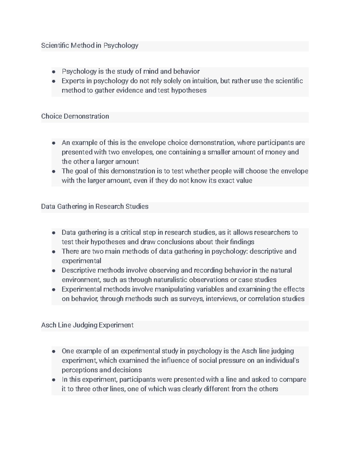 Pysch note 1 - Scientific Method in Psychology Psychology is the study ...
