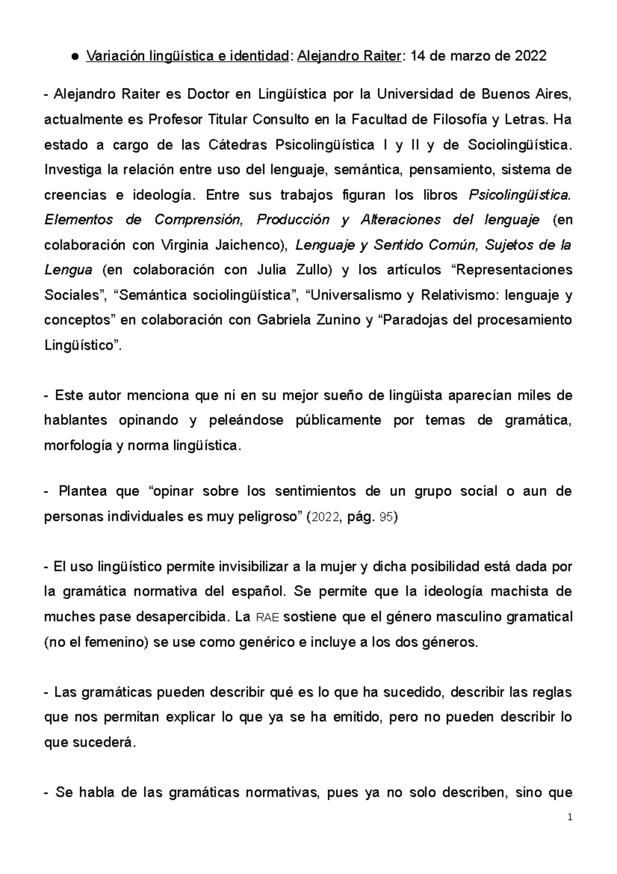 Raiter.Variación lingüística e identidad - Variación lingüística e ...