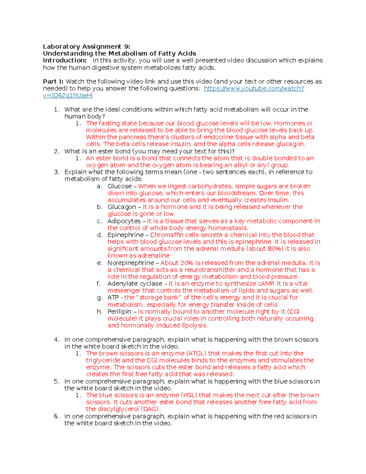 Bio Chem Lab 9 - Biochemistry with Betsy Bainer - Laboratory Assignment ...