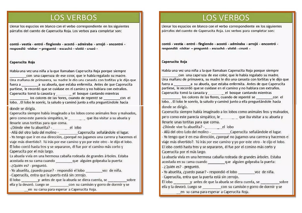 Lectura DE Verbos - Actividades para aplicar en clase - LOS VERBOS LOS ...