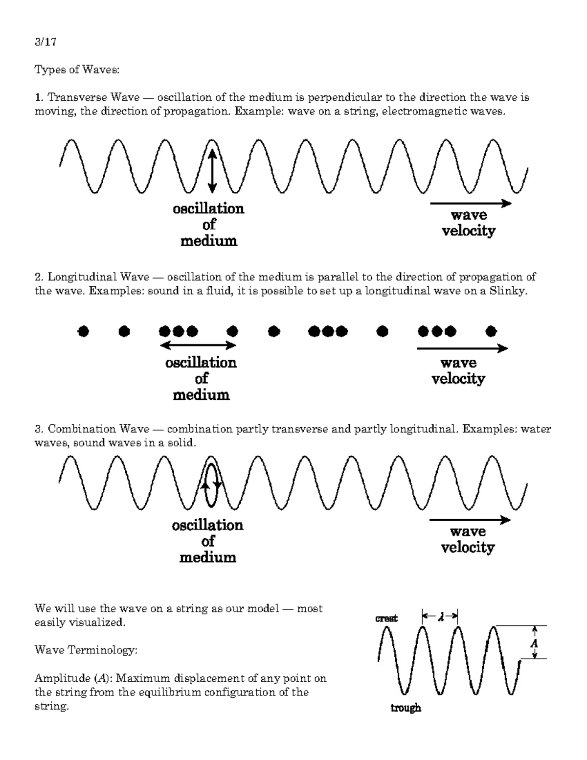 Physics 2100 Lecture Notes - Week 08 - 3/ Types of Waves: Transverse ...