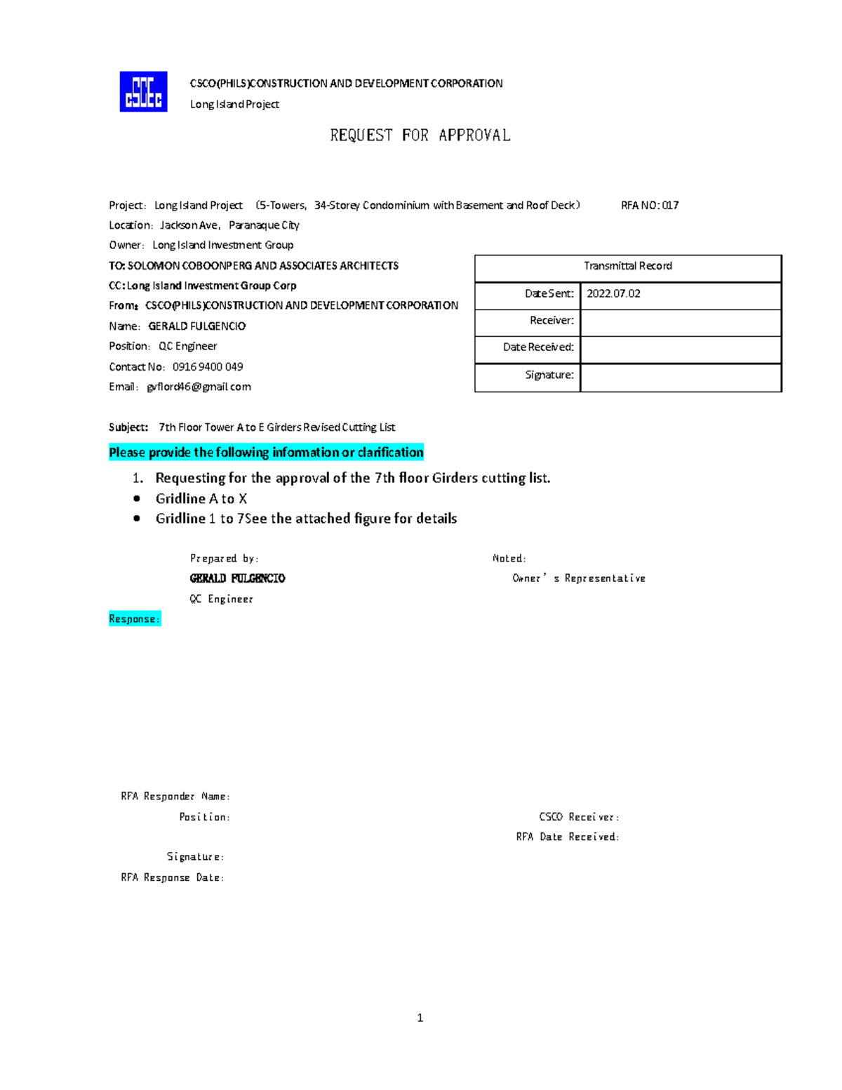 RFA NO 017 merged - Request for approval - 1 CSCO(PHILS)CONSTRUCTION ...