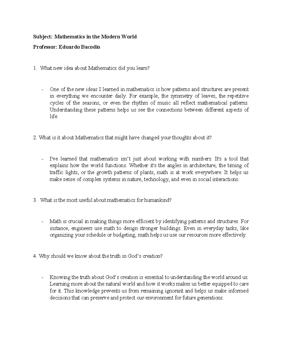 MMW - Math in the Modern World - Subject: Mathematics in the Modern ...