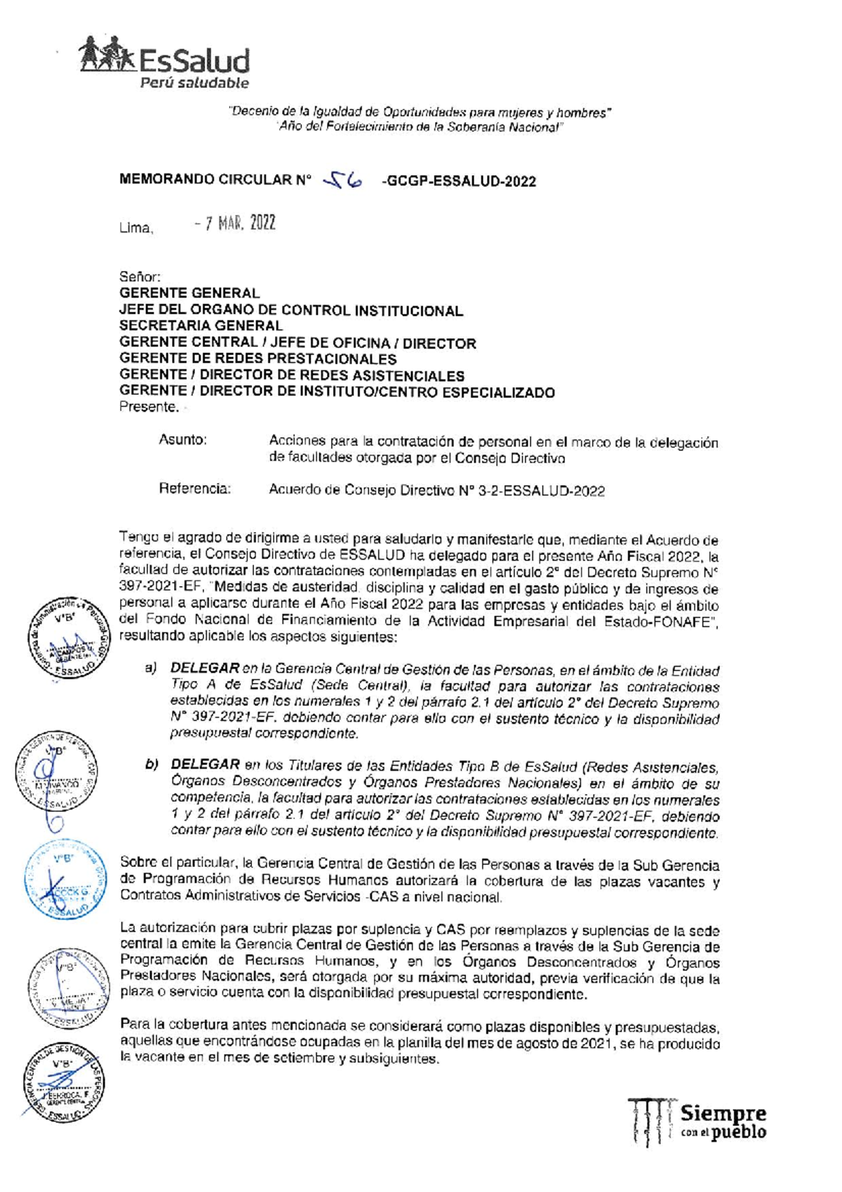 Memorando Circular N° 056-GCGP- Essalud-2022 - Marketing - Studocu
