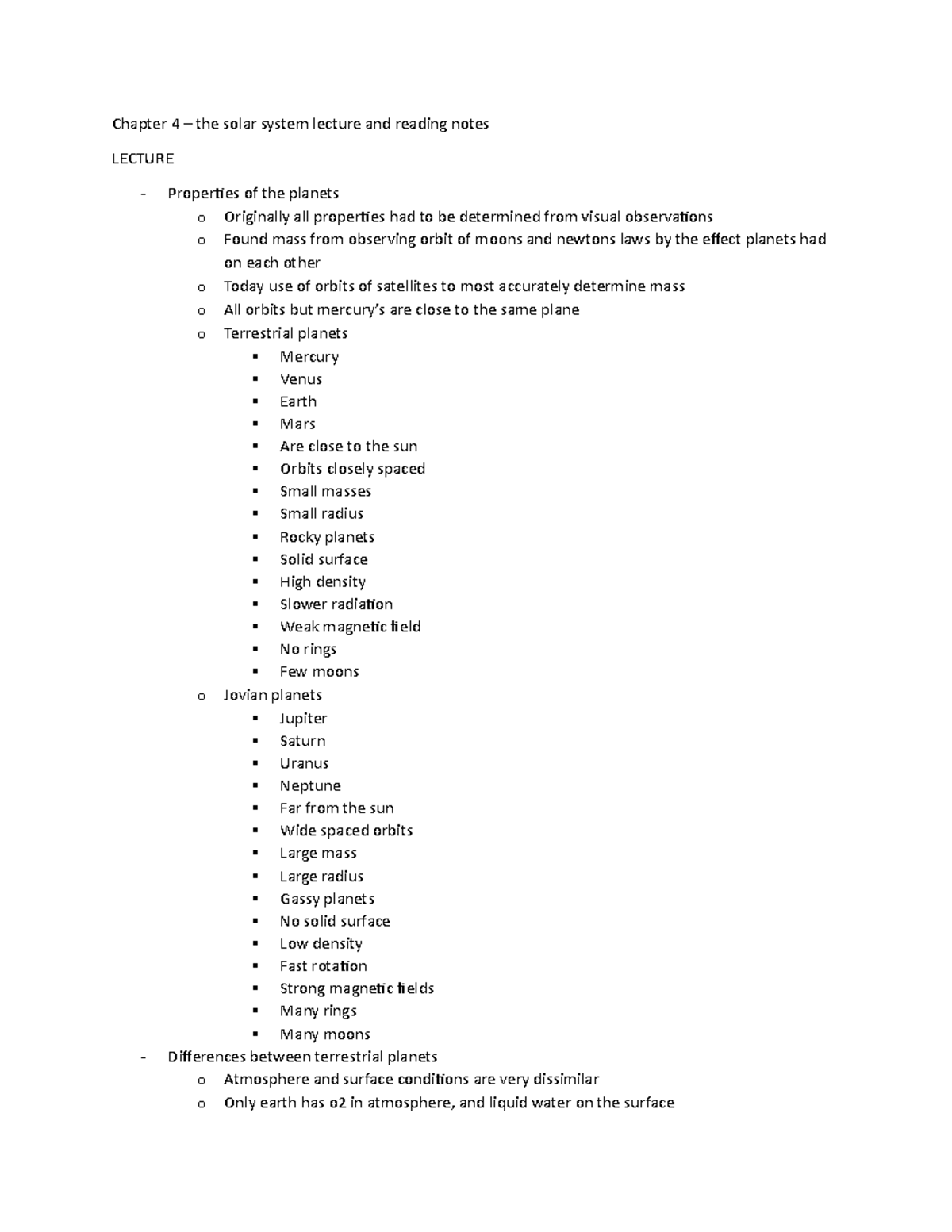 Astronomy Chapter 4 - The Solar System - Chapter 4 – the solar system ...