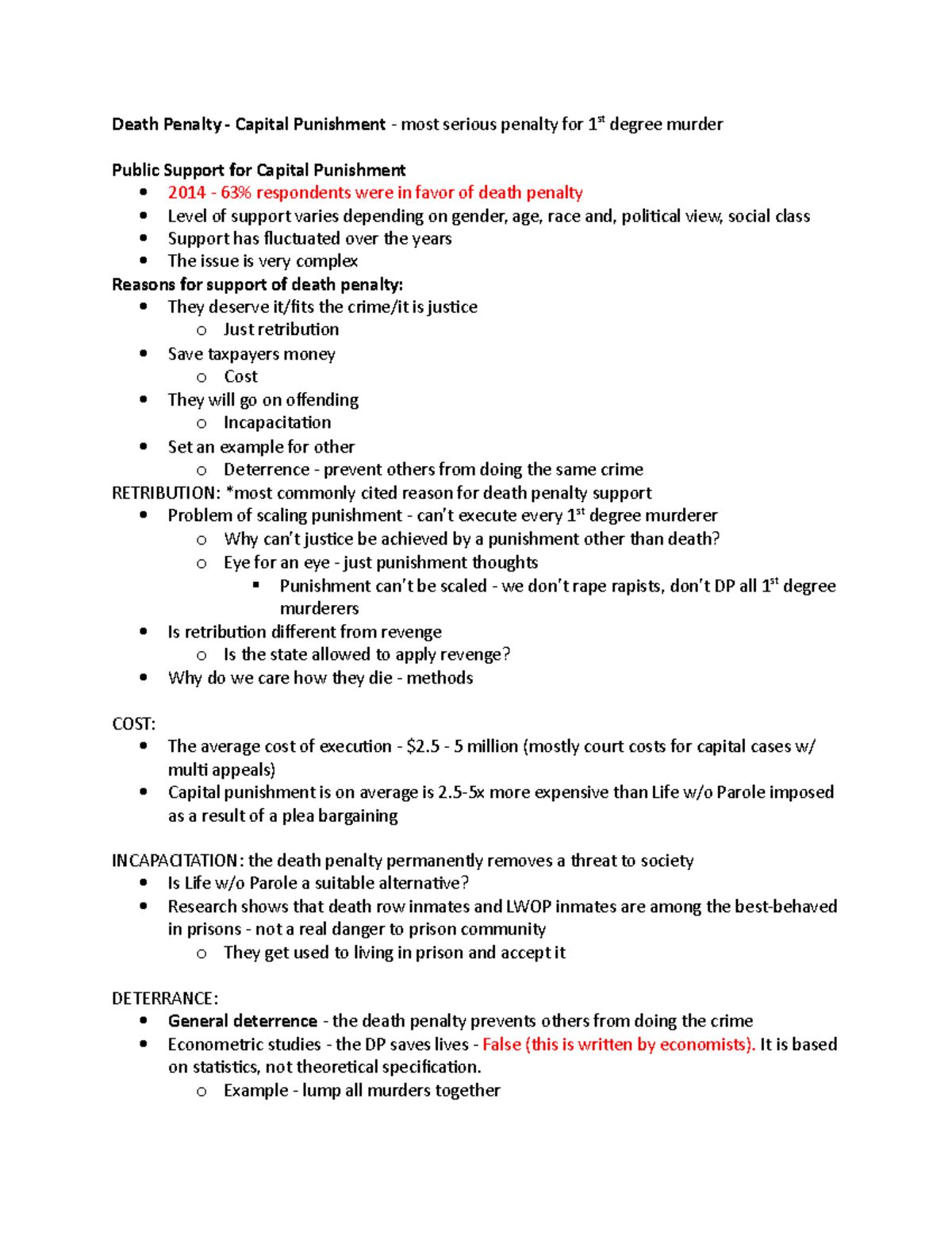 Death Penalty - lecture notes - Death Penalty - Capital Punishment ...