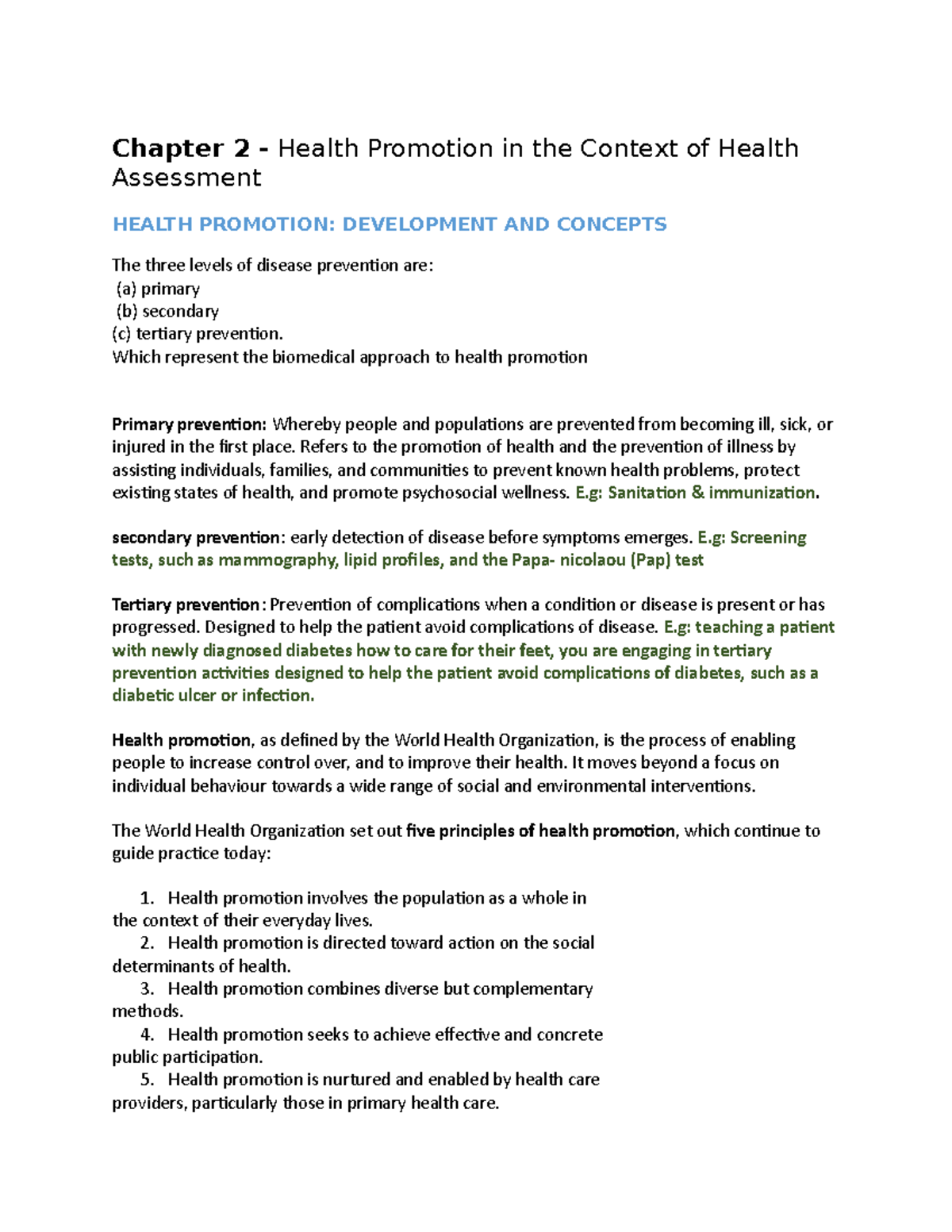 Chapter 2 - Health Promotion in the Context of Health Assessment ...