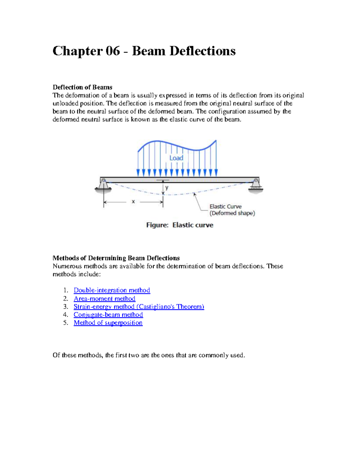 Chapter 6 Solution Manual - Chapter 06 - Beam Deflections Deflection of Beams The deformation of ...