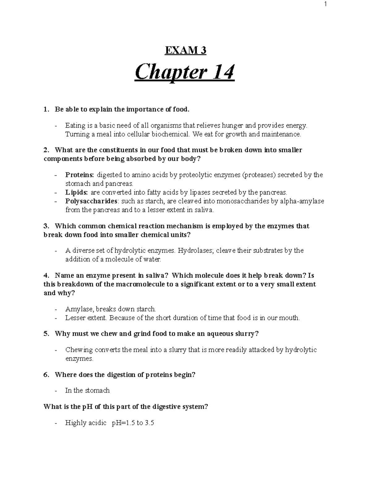 Exam 3 Study Guide - Summary Biochemistry - EXAM 3 Chapter 14 Be able ...