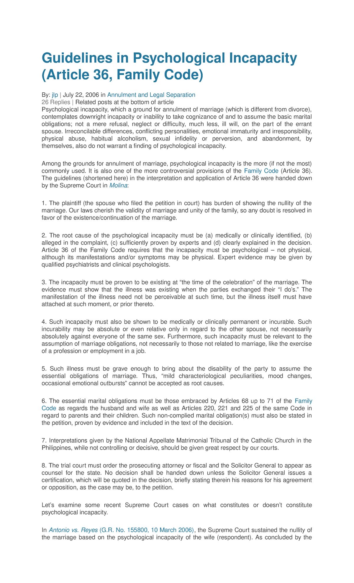 Guidelines in Psychological Incapacity - Guidelines in Psychological ...