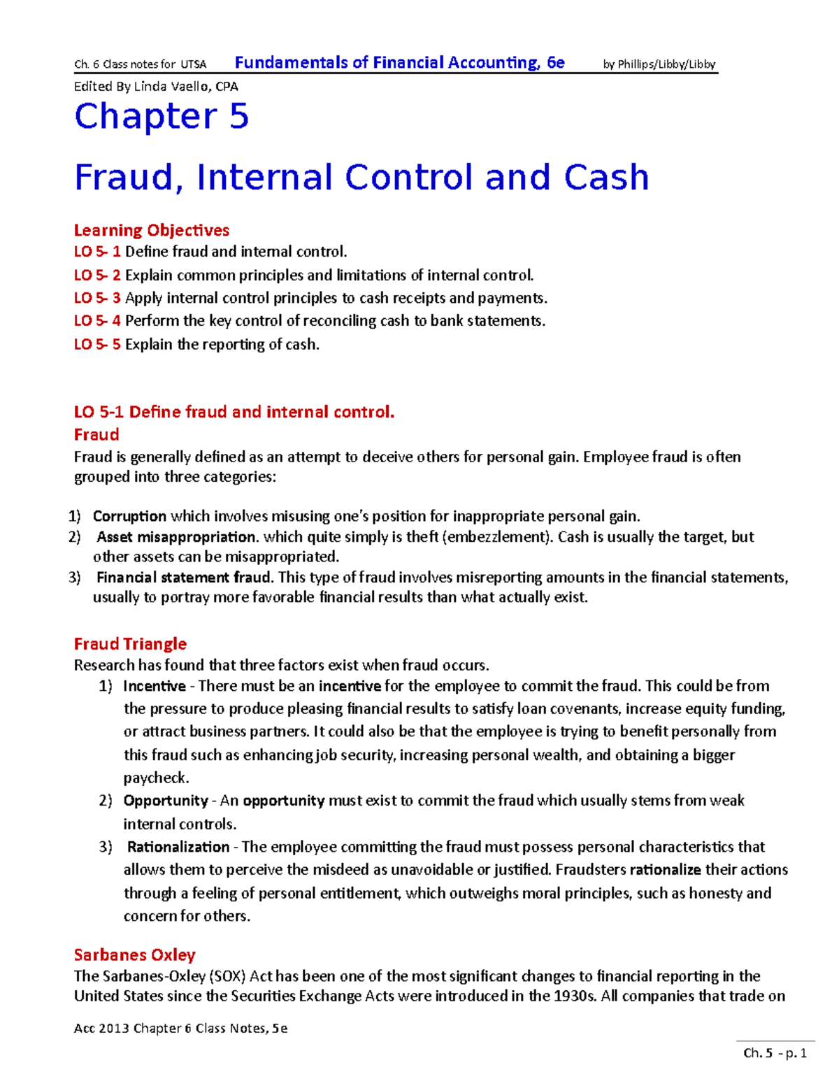 Chapter 5 Lecture Notes - Ch. 6 Class notes for UTSA Fundamentals of ...
