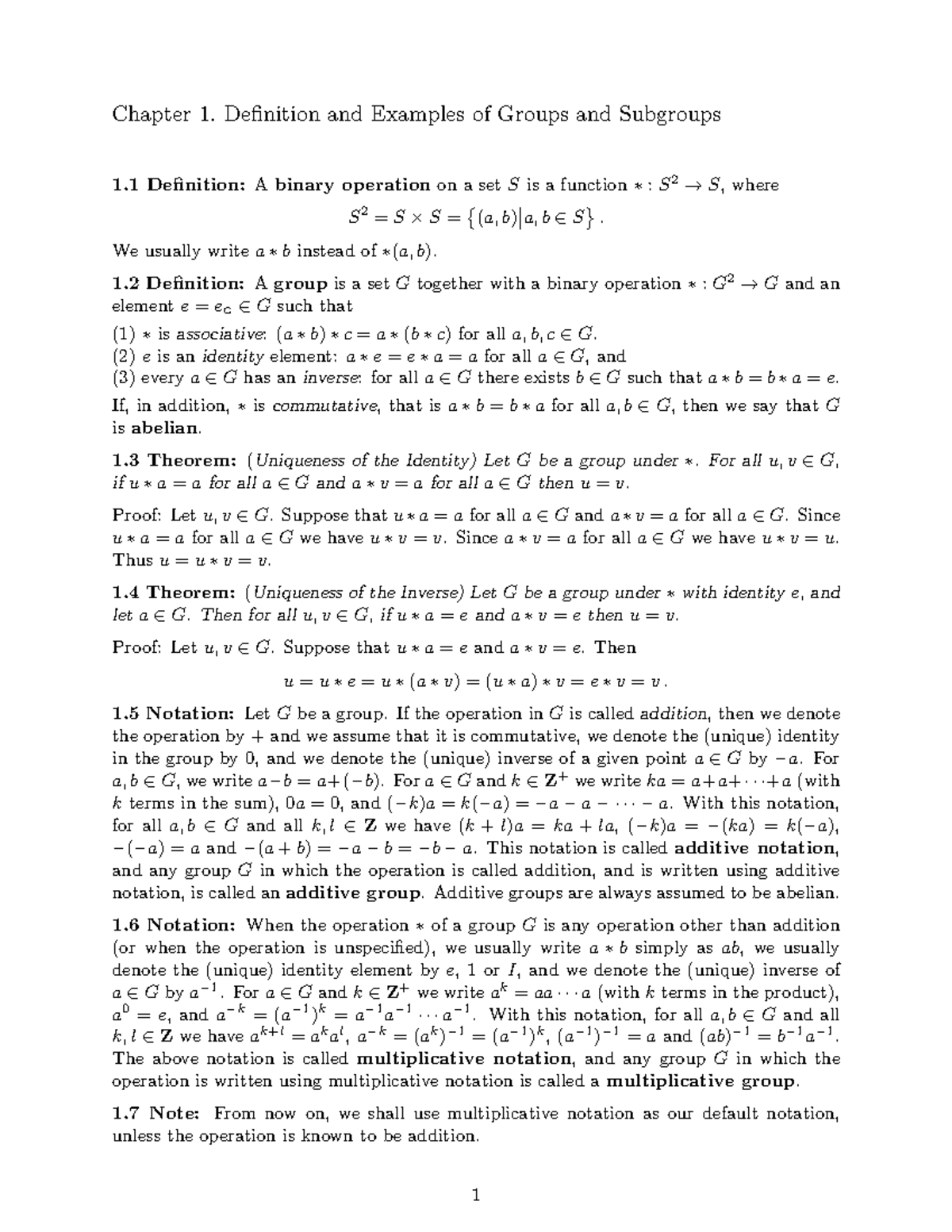 Chap1 - Notes from chap 1. - Chapter 1. Definition and Examples of ...