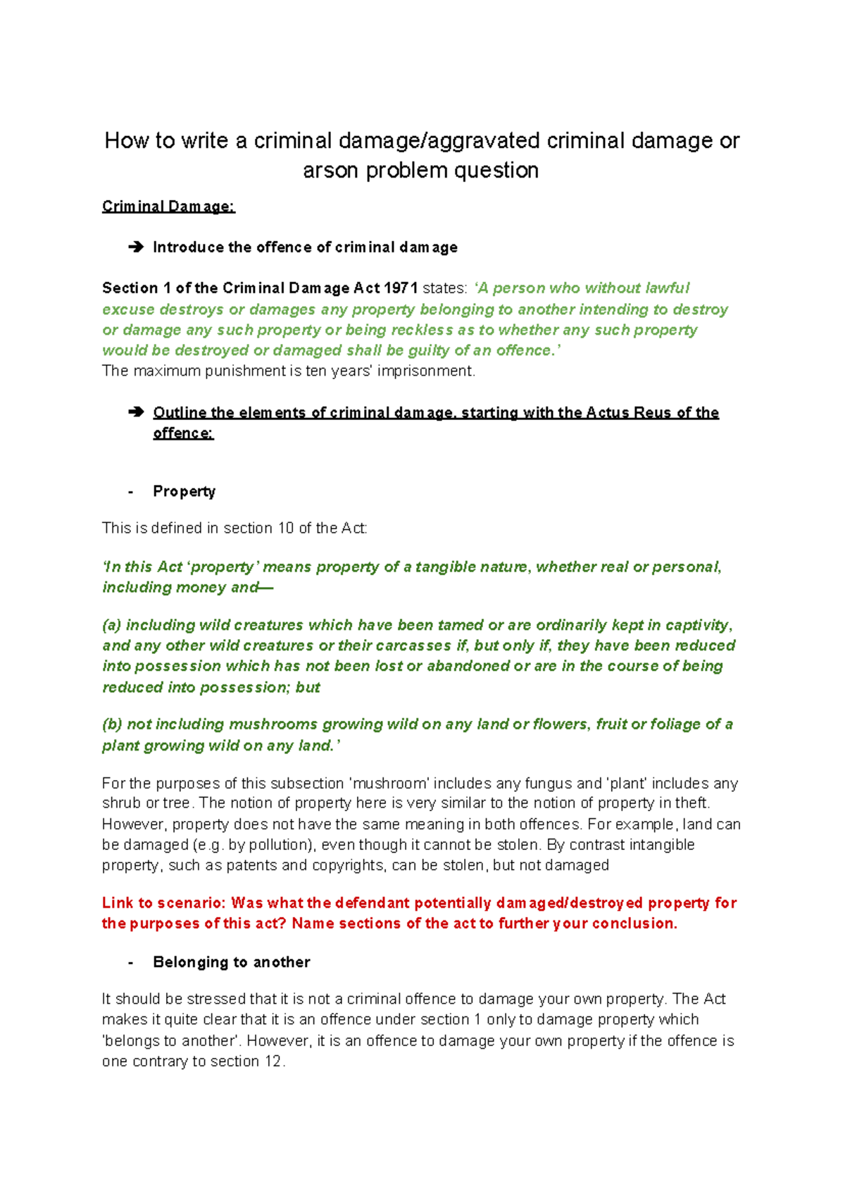 How to write a criminal damage problem question - How to write a ...