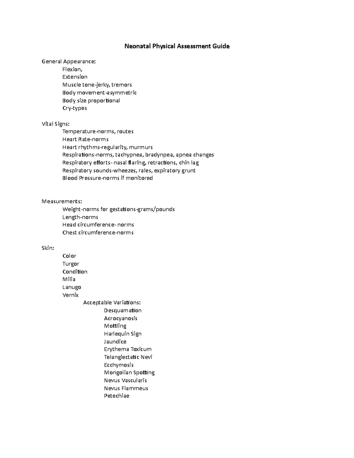 Neonatal Physical Assessment Guide - Neonatal Physical Assessment Guide ...