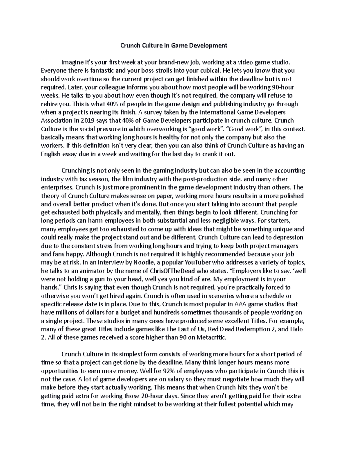 Crunch Culture Stasis - Crunch Culture in Game Development Imagine it's ...