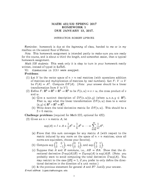 HW3 - Homework assignment 3 - MATH SPRING 2017 HOMEWORK 3 DUE JANUARY 25, 2017. INSTRUCTOR ...