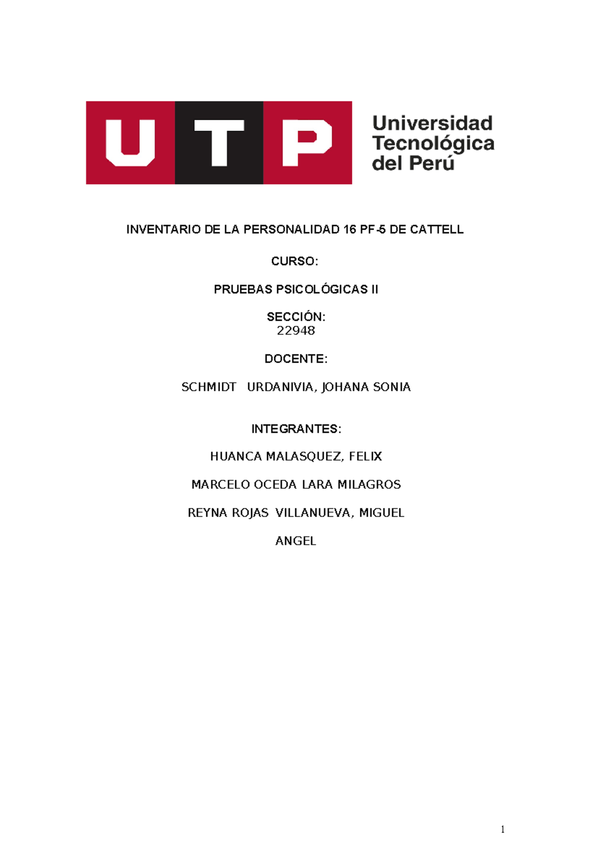 Inventario DE LA Personalidad 16 PF-5 DE Cattell.. - INVENTARIO DE LA ...