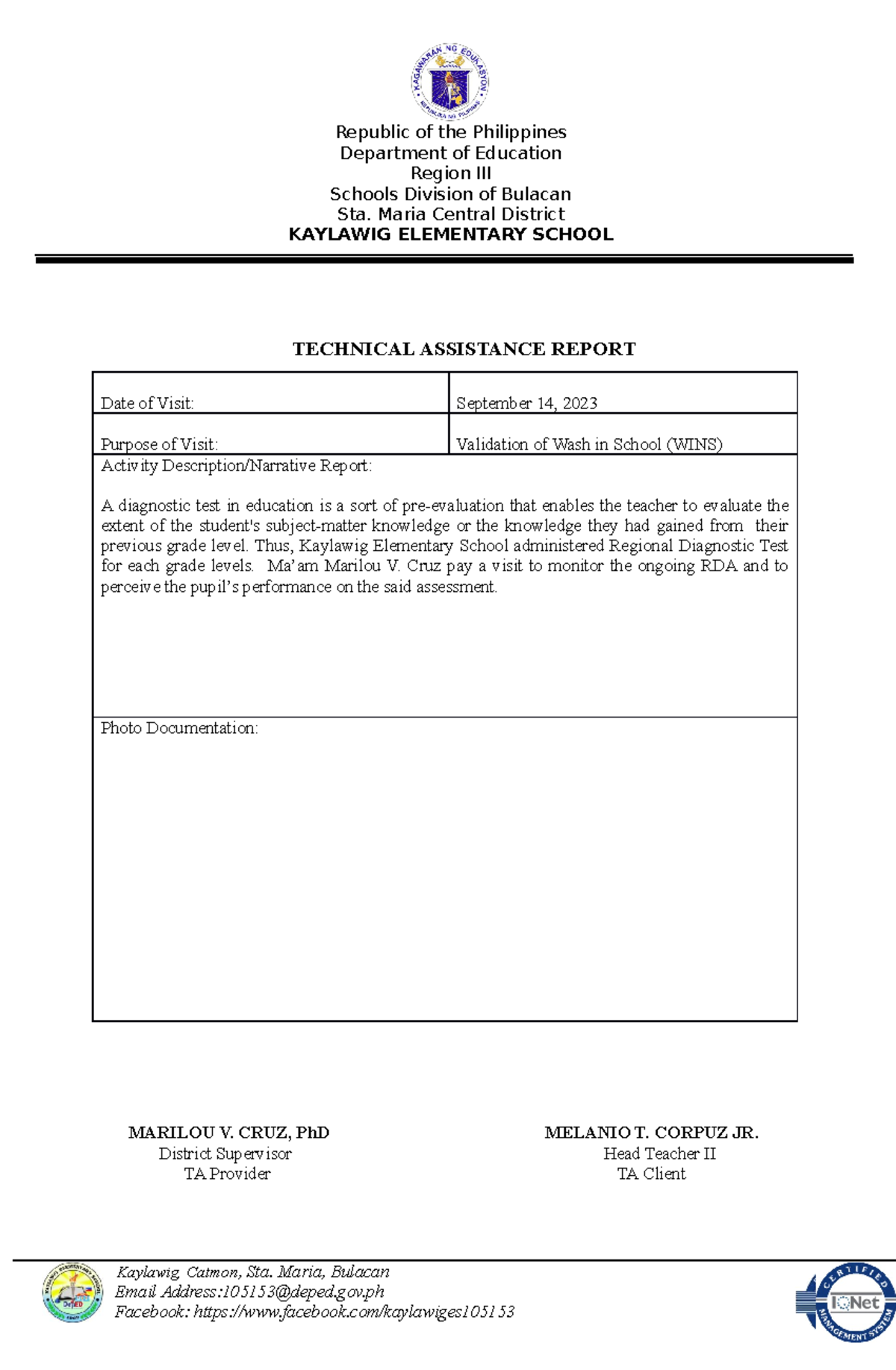 TA-RDA - TECHNICAL ASSISTANCE FORM - Republic of the Philippines ...