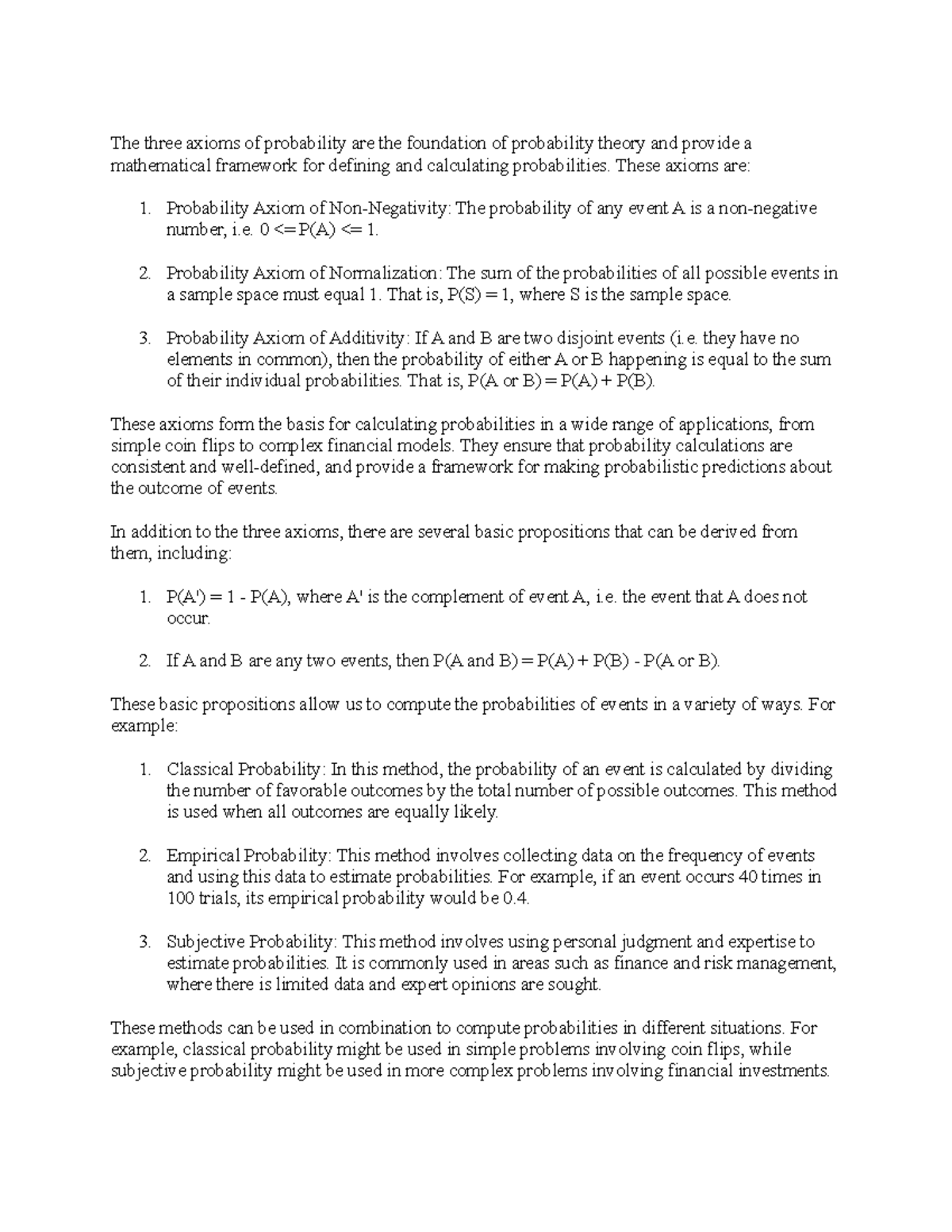 The three axioms of probability are the foundation of probability ...