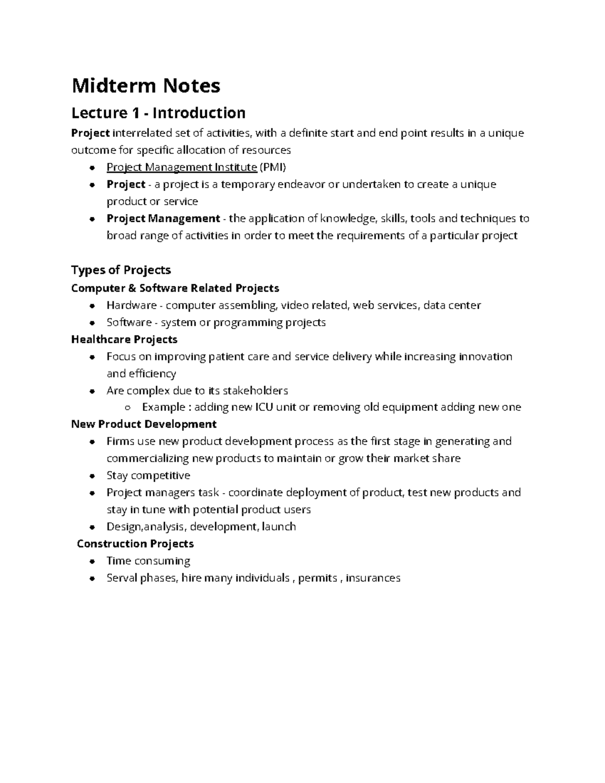 Midterm Notes - epic - Midterm Notes Lecture 1 - Introduction Project ...
