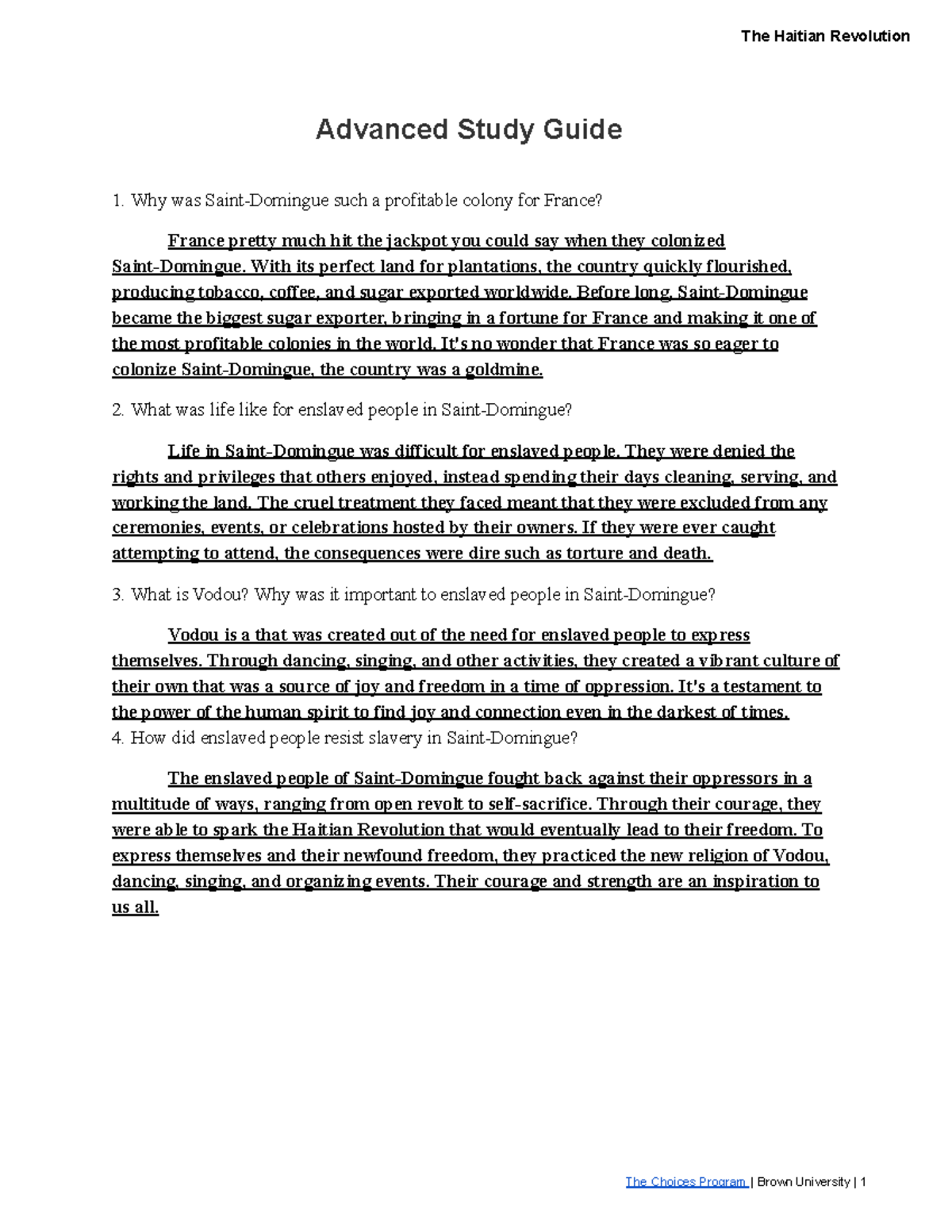 Brandon Aragon Jr - Advanced Study Guide—Part I [Haitian Revolution ...