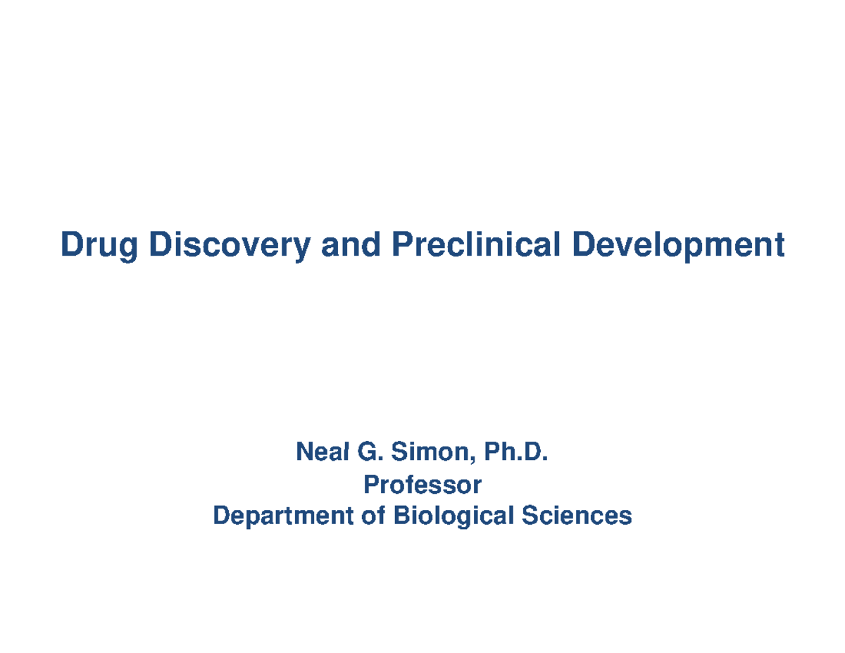 Simon 09042009 - Preclinical phase - Drug Discovery and Preclinical ...