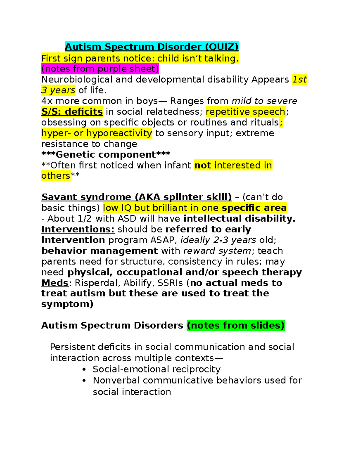 Autism & ADHD quiz - Autism Spectrum Disorder (QUIZ) First sign parents ...