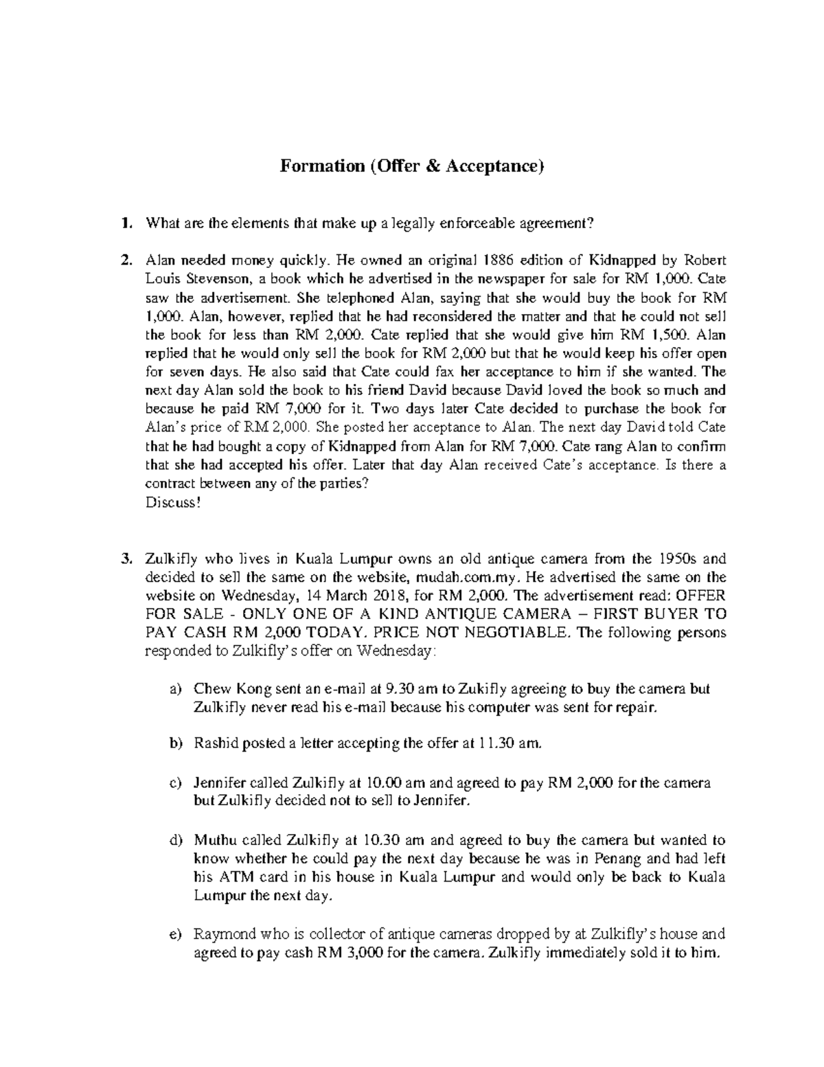 Formation (Offer Acceptance) week 3 - Formation (Offer & Acceptance) 1 ...