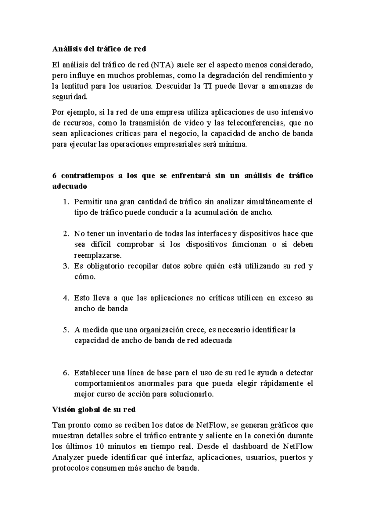 Análisis del tráfico de red - Análisis del tráfico de red El análisis ...