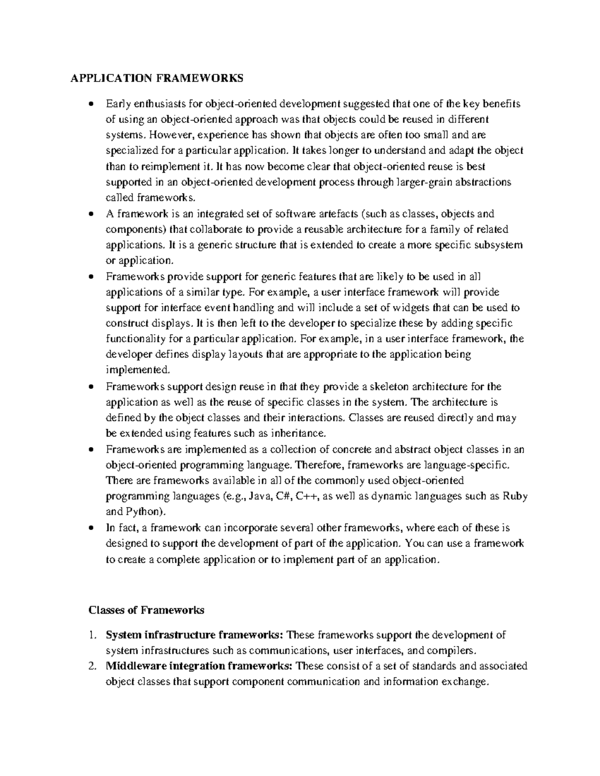 BIT 2321 Lesson 3 - APPLICATION FRAMEWORKS Early enthusiasts for object-oriented development ...